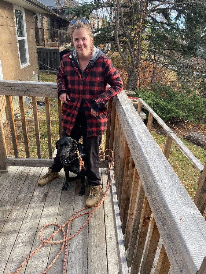 Rose-Anne Bouffard with Molly, the tracking dog | Bad Beekeeping Blog
